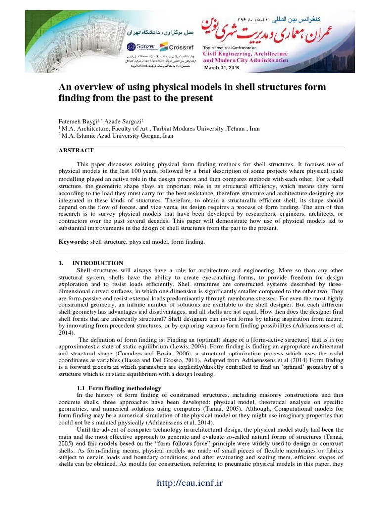 An Overview of Using Physical Models in Shell Structures Form | PDF | Dome