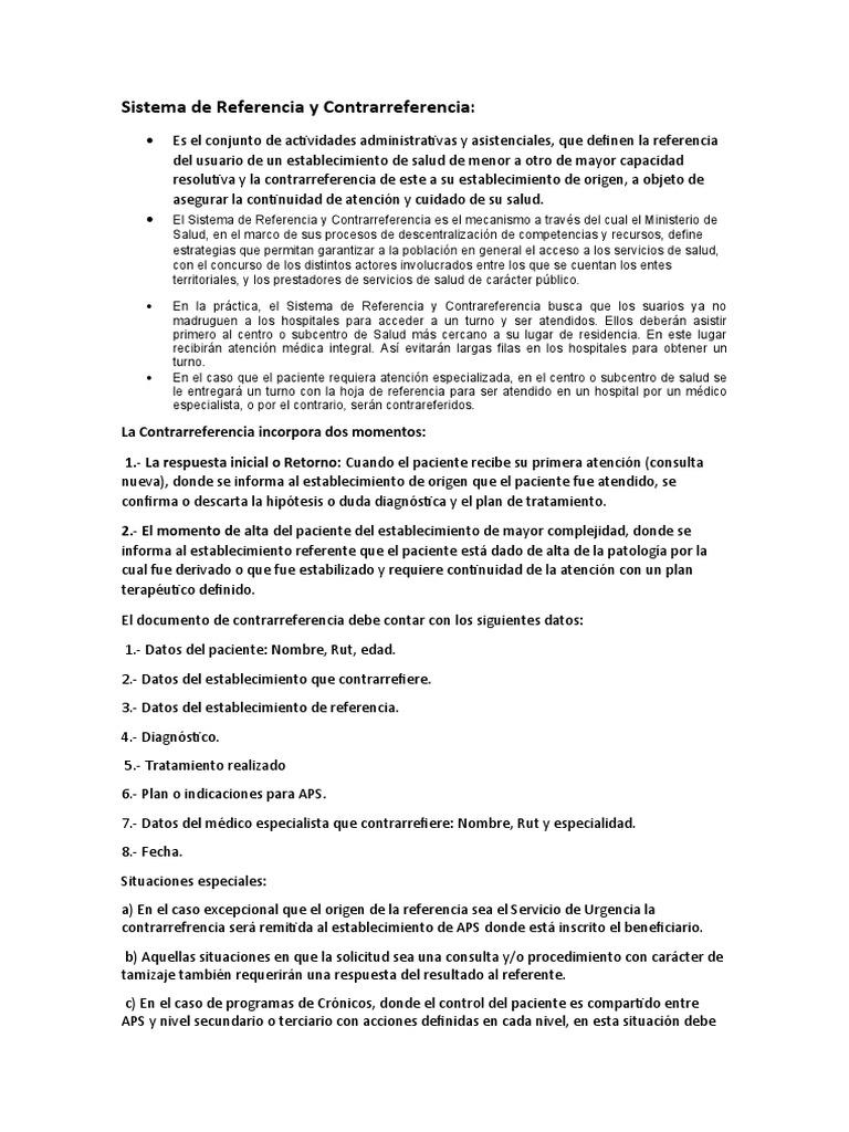 Sistema de Referencia y Contrarreferencia | PDF | Hospital | Cuidado de la salud