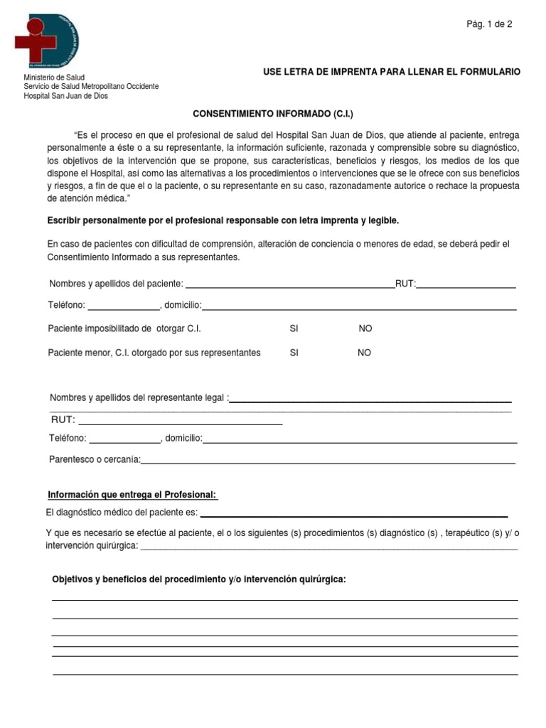 Formulario de Consentimiento Informado PDF | PDF | Consentimiento ...