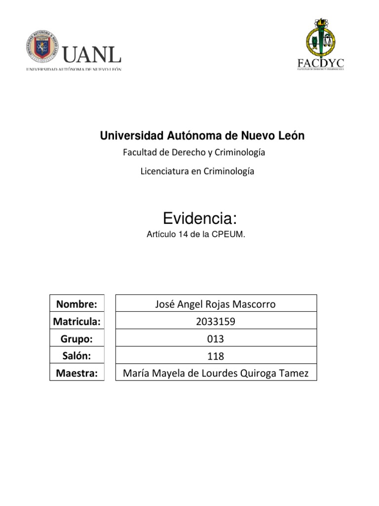 Articulo 14 CPEUM y Ejemplo | PDF