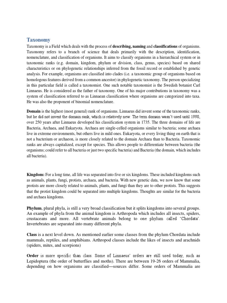 Taxonomy and Keys | PDF | Taxonomy (Biology) | Homo