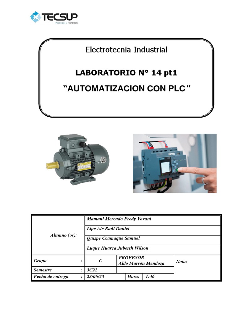 Laboratorio 14 Pt1automatizacion Con PLC I | PDF | Controlador lógico ...