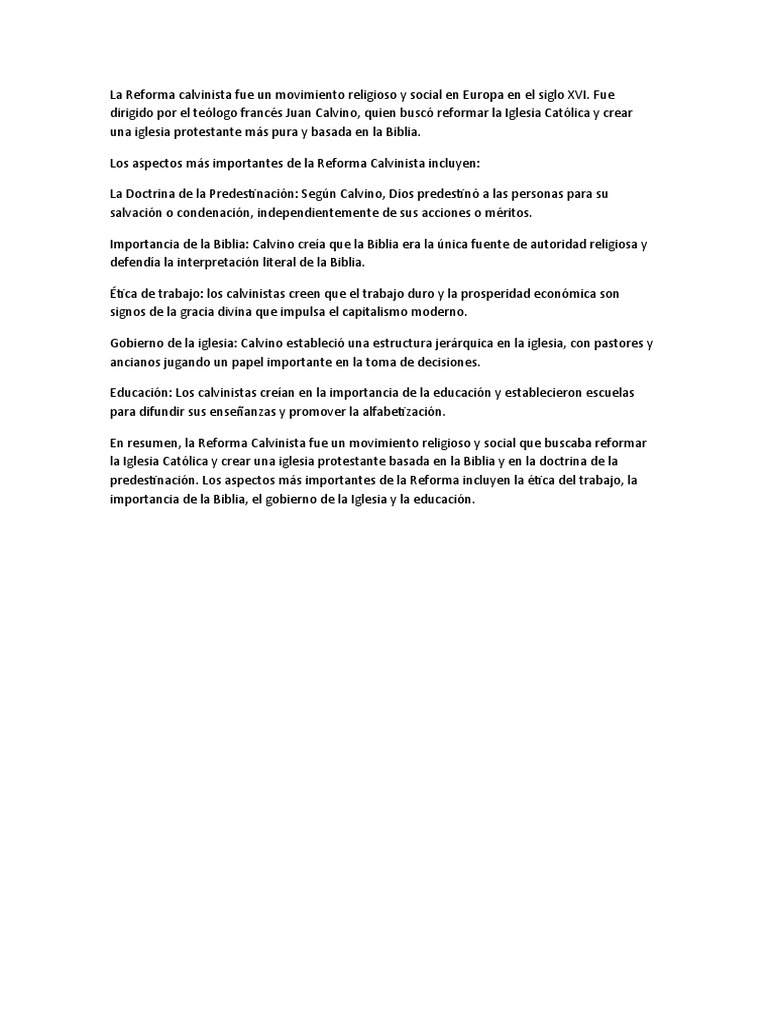 La Reforma Calvinista | PDF | Religión y espiritualidad