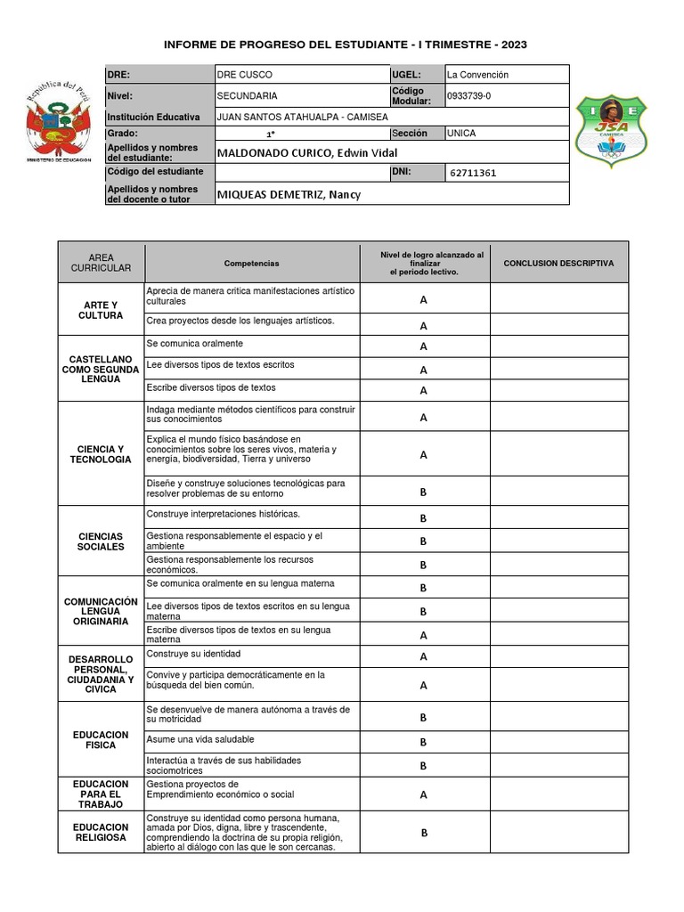 INFORME DE PROGRESO .Edwin | PDF | Cognición