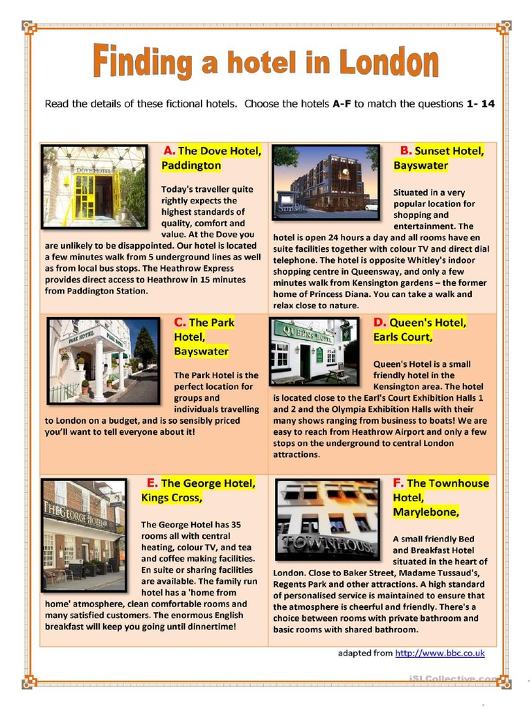 FInding A Hotel in London | PDF