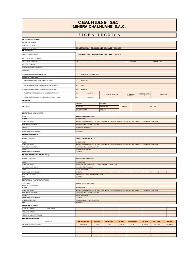 Val #01 Junio 2023 Jhon Castro-Chalhuane Sac | PDF | Banca de inversión | Contabilidad