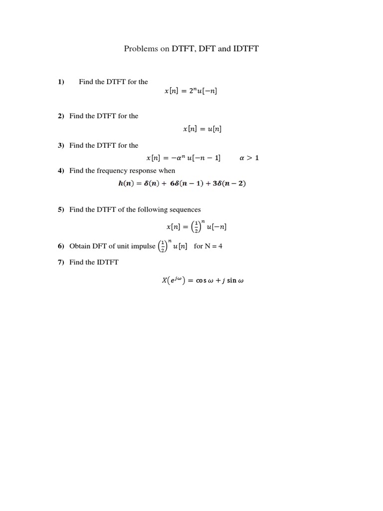 Problems On DTFT DFT and IDTFT | PDF | Computer Science | Algorithms And Data Structures