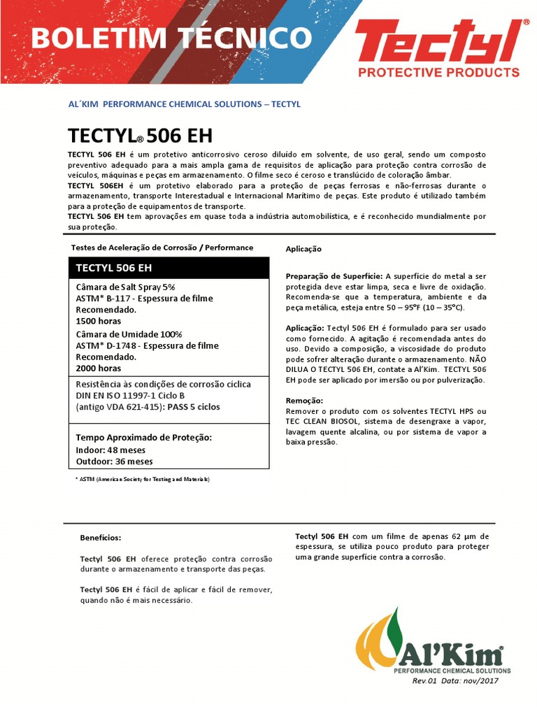Boletim Tecnico Tectyl 506 EH | PDF | Corrosão | Química
