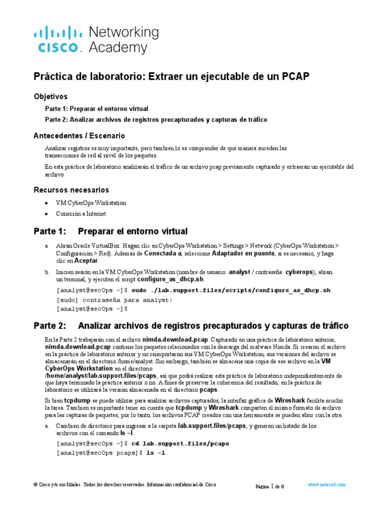 12.2.2.10 Lab - Extract An Executable From A PCAP | PDF | Protocolo de Control de Transmisión ...