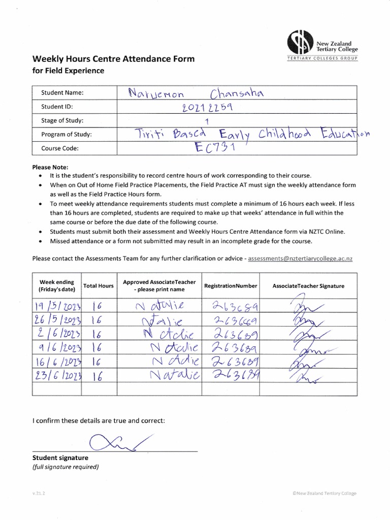 Student Field Practice Log | PDF