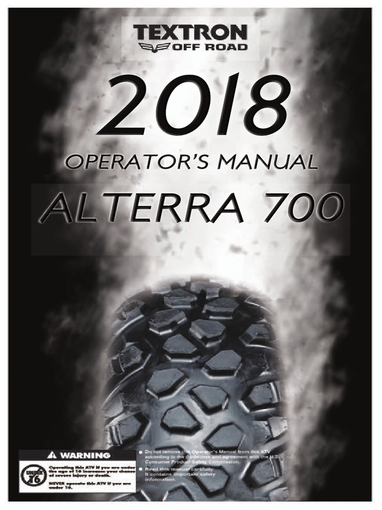 2018 Alterra 700 Owners Manual | PDF | Tire | Manual Transmission