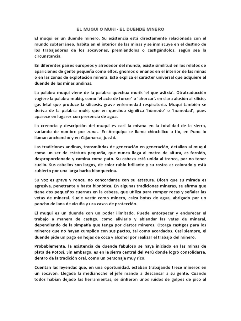 El Muqui o Muki | PDF | Ciencias sociales | Historia