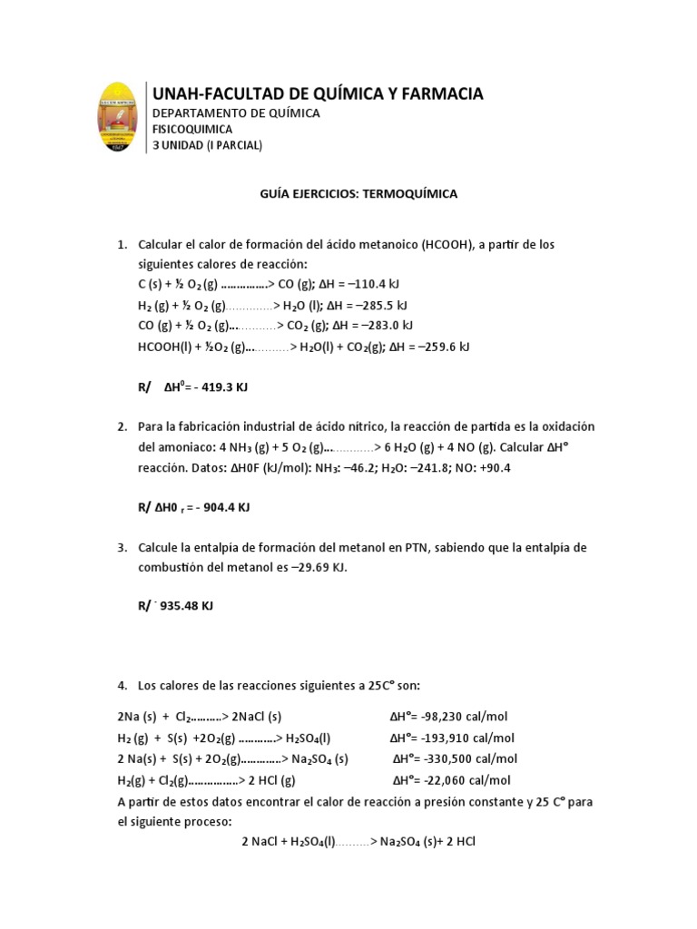 Guia de Termoquimica | PDF | Entalpía | Combustión
