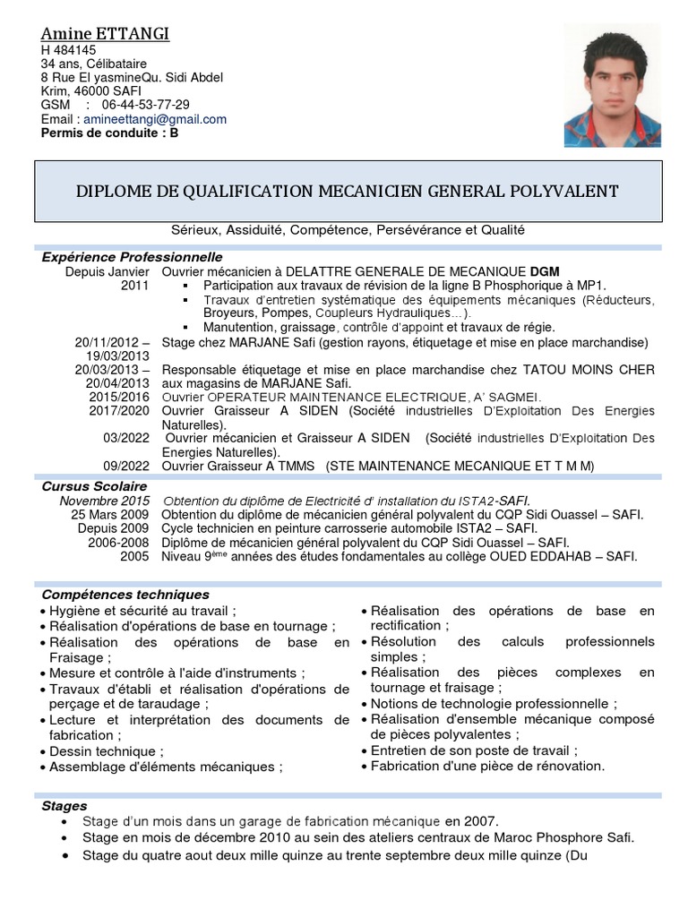 CV Amine ETTANGI | PDF