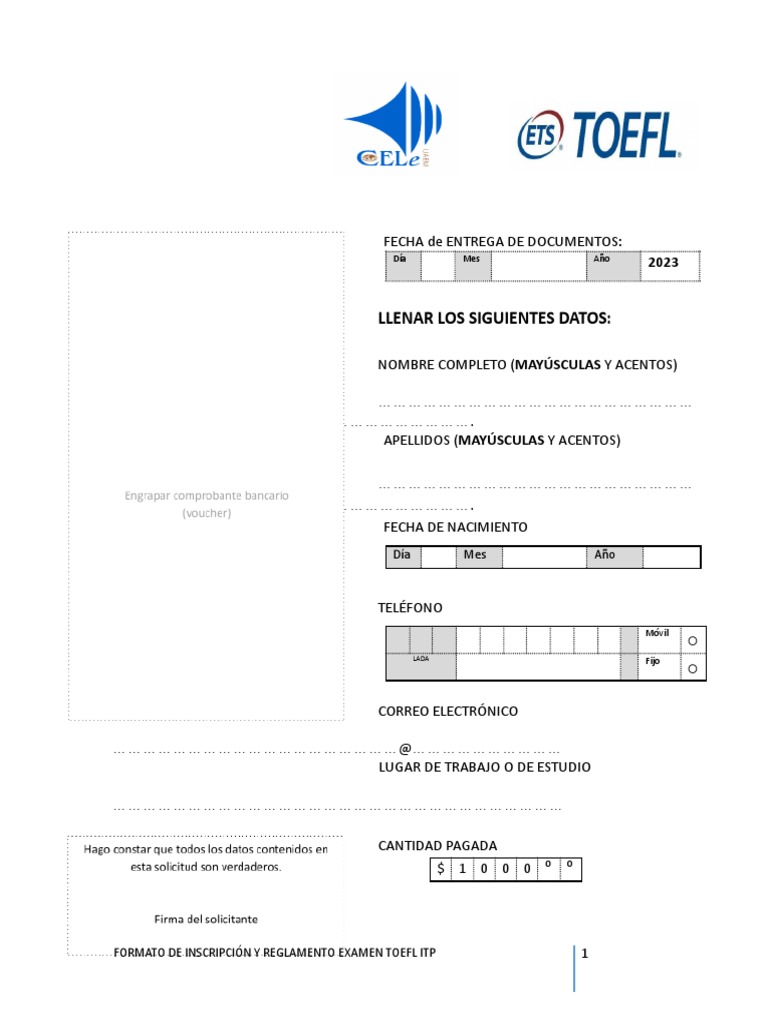 Toefl Formato Presencial 2023a | PDF