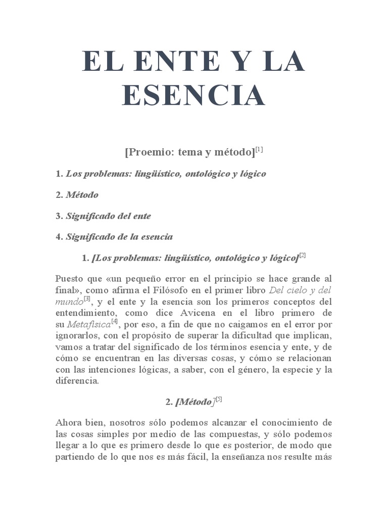 El Ente y La Esencia | PDF | Esencia | Teoría de sustancias