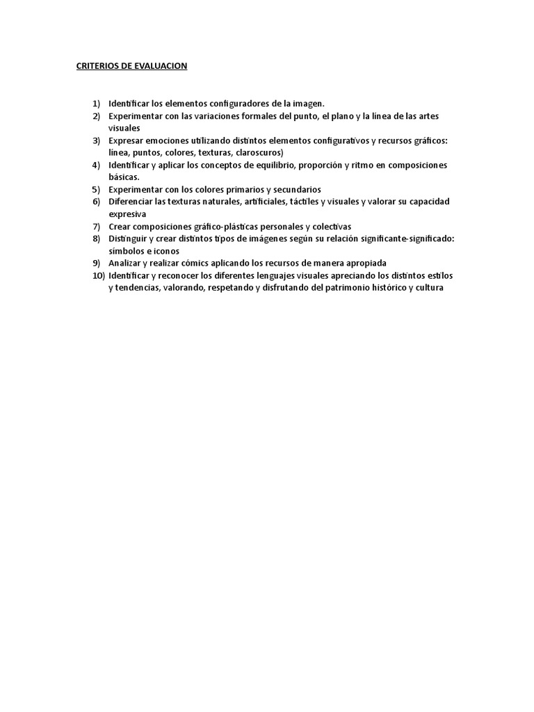 Criterios de Evaluacion | PDF