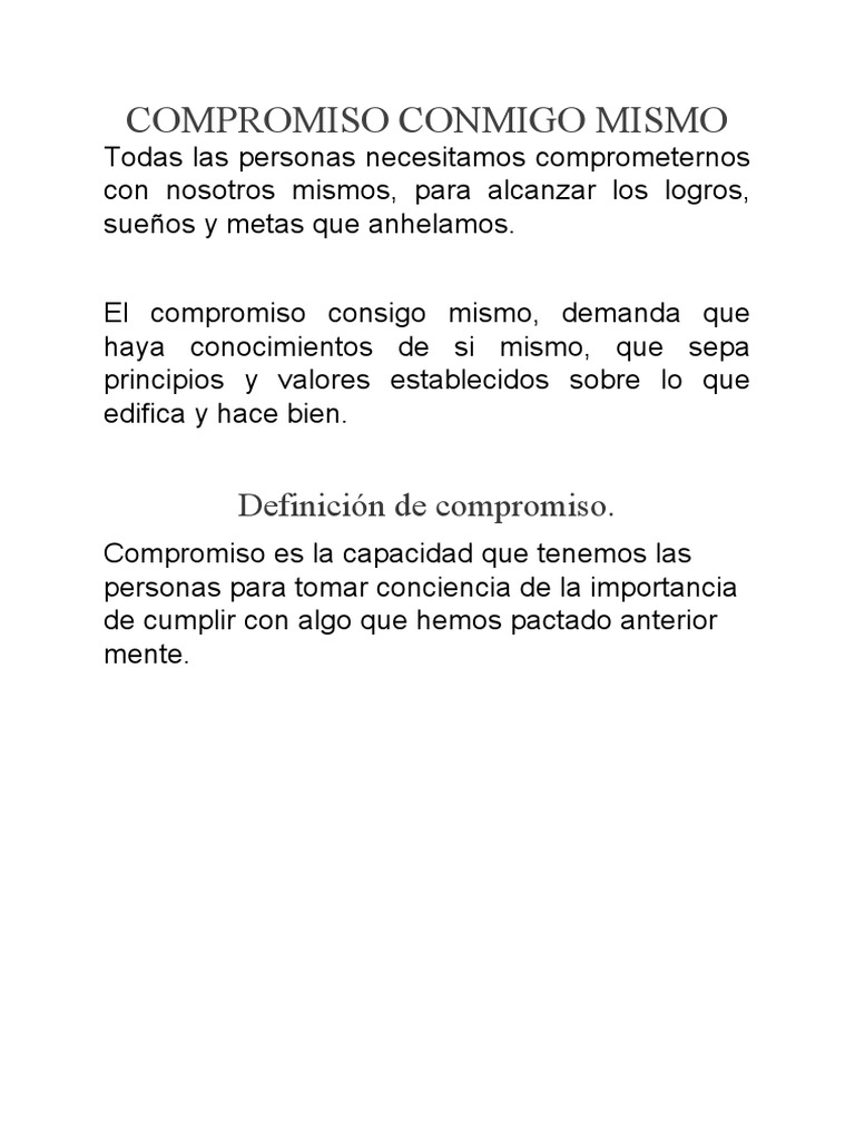 Compromiso Conmigo Mismo | PDF