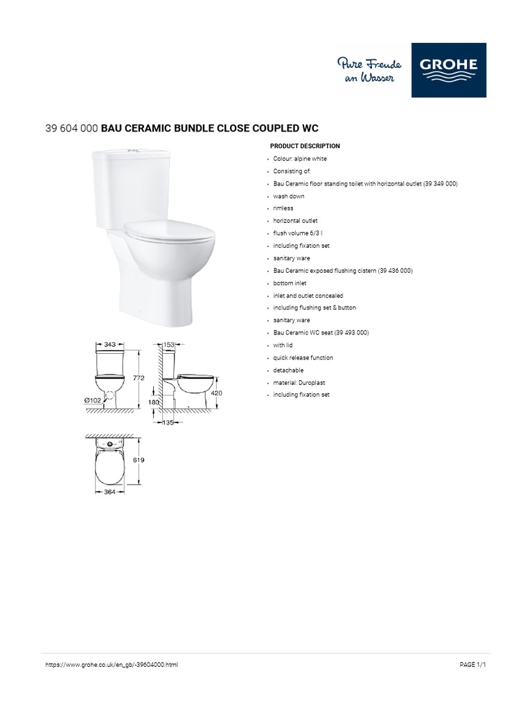 Bau Ceramic Close Coupled WC Bundle | PDF | Home & Garden