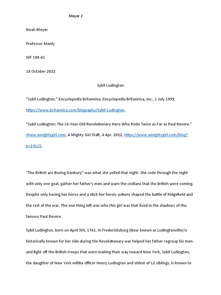 Sybil Ludington: Revolutionary Hero | PDF | American Revolution ...