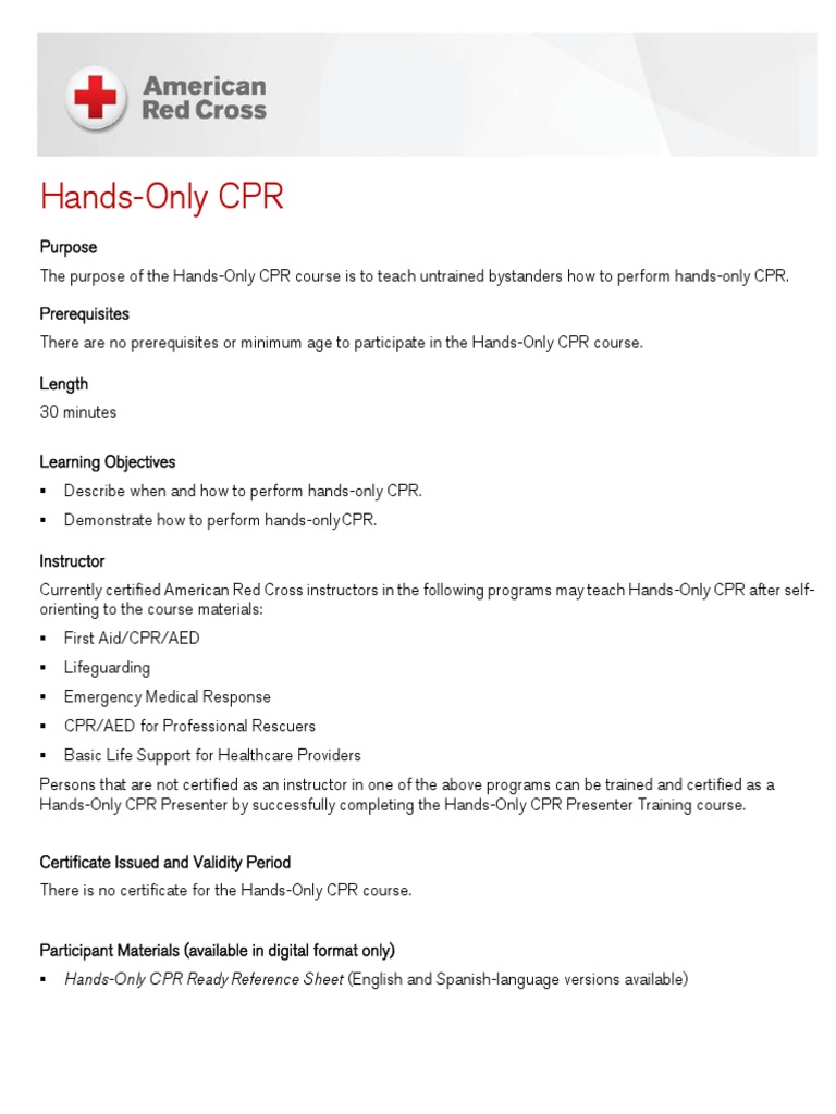 Hands-Only CPR Course Overview | PDF