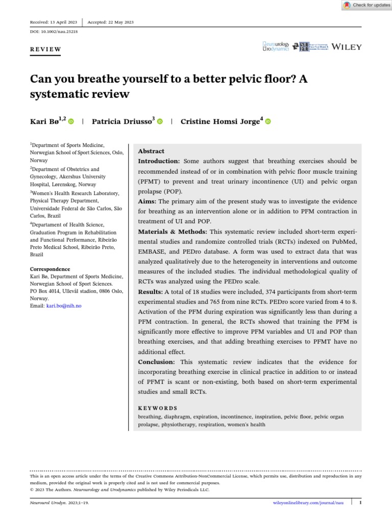 Neurourology and Urodynamics - 2023 - B - Can You Breathe Yourself To A ...