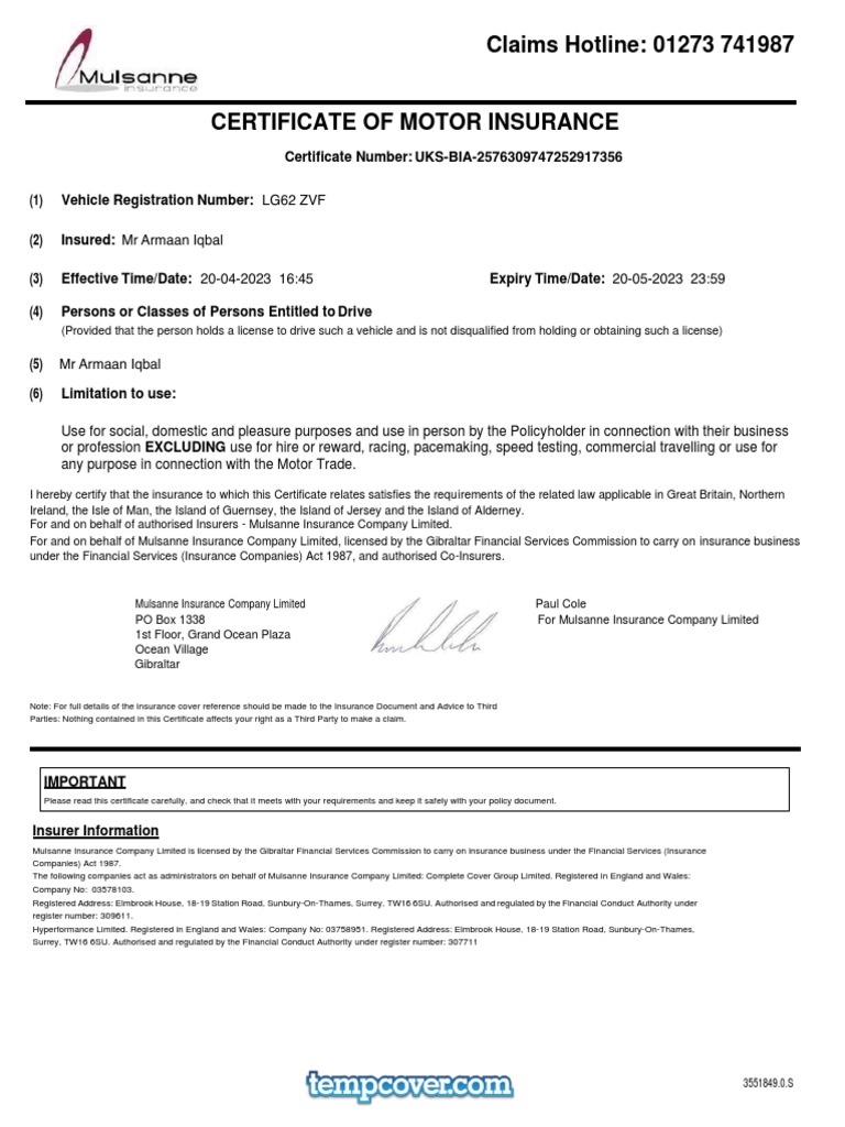 Cover Note | PDF | Insurance | Vehicle Insurance