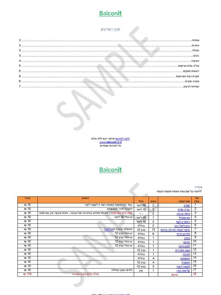 תקציב ותכנית מרפסת SAMLE | PDF