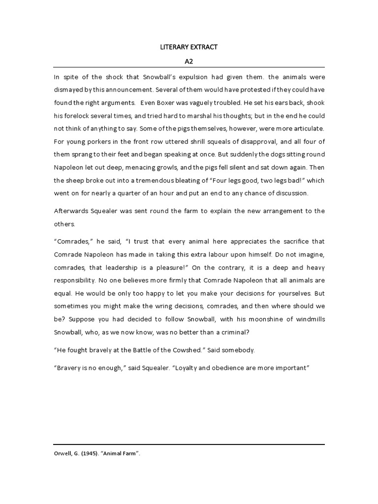 EXTRACTS - Animal Farm - 2-2 | PDF