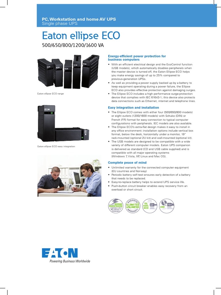 Eaton Ellipse ECO - Datasheet | PDF | Usb | Computing