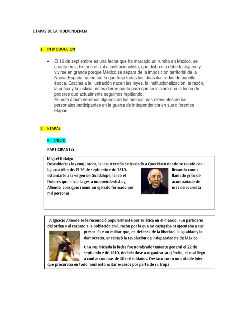 Etapas de la Independencia de México | PDF | Nueva españa | México colonial
