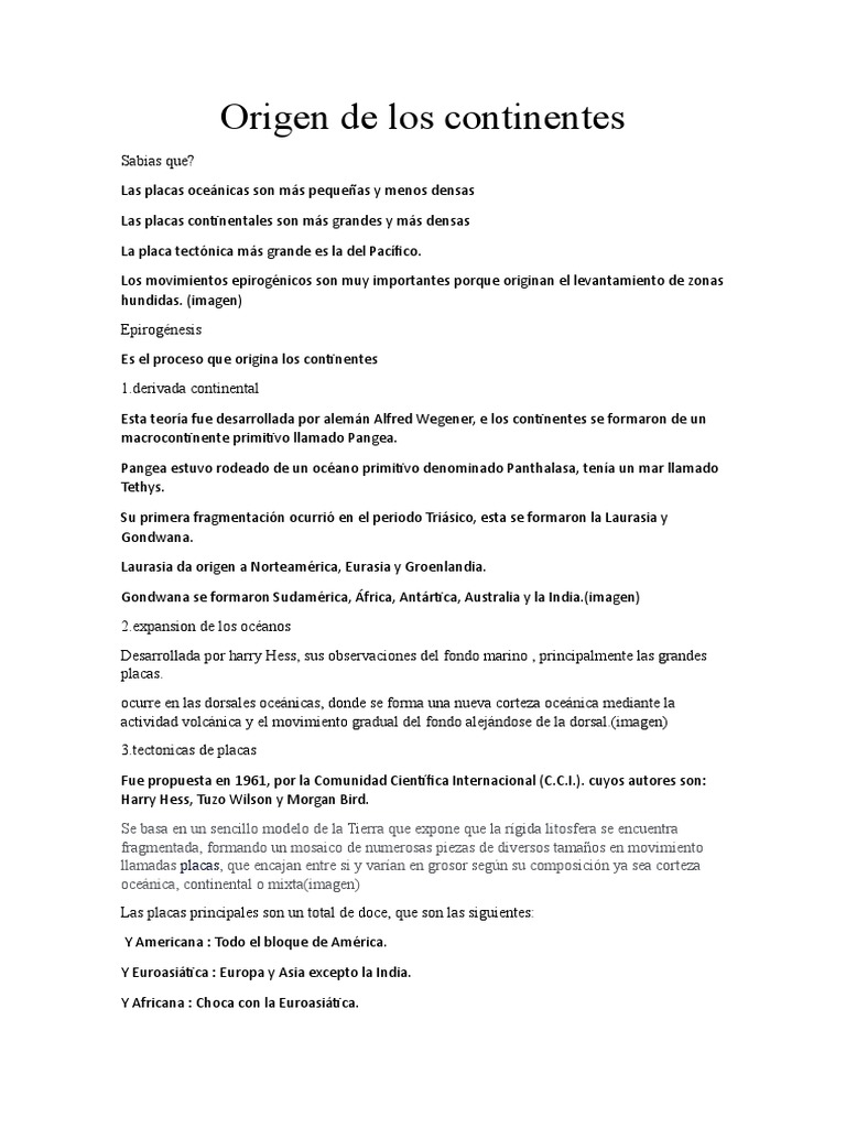 Origen y formación de los continentes | PDF