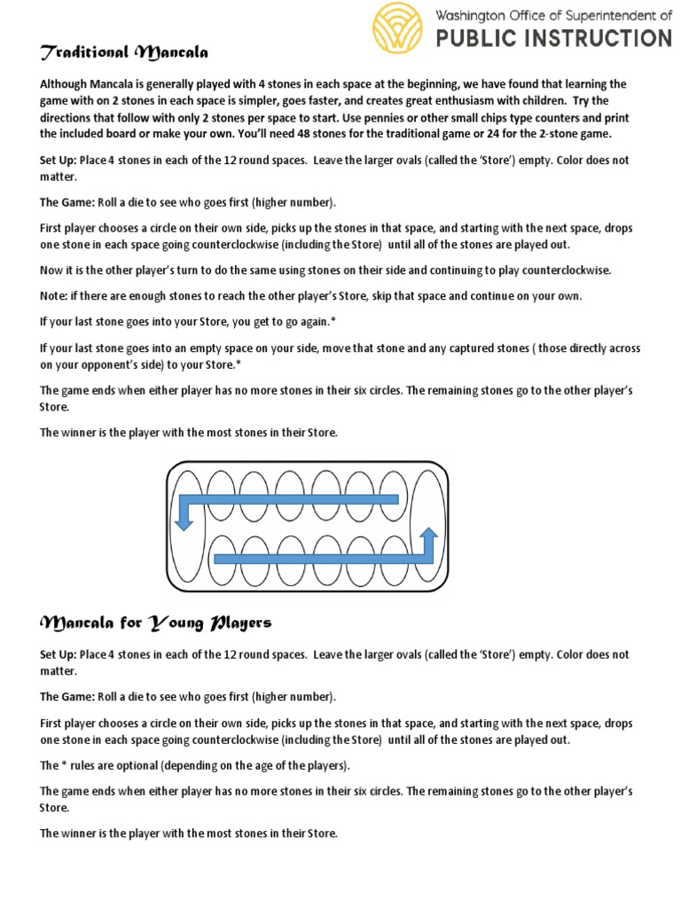 Mancala Rules ADA | PDF