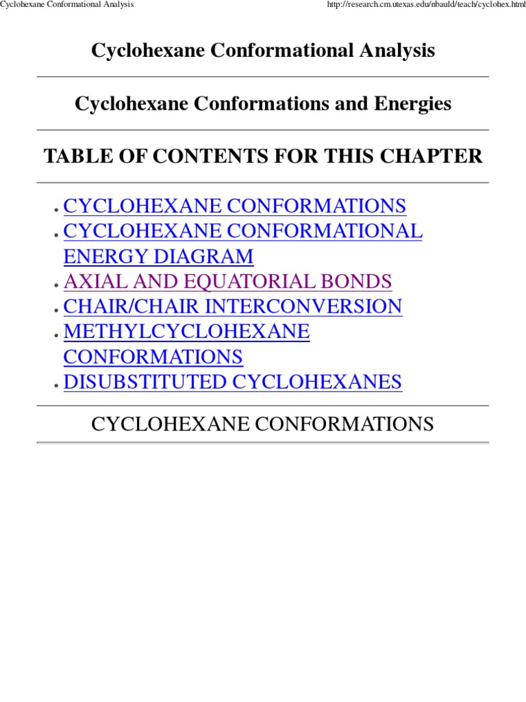 Cyclohexane Conformational Analysis | PDF | Conformational Isomerism ...