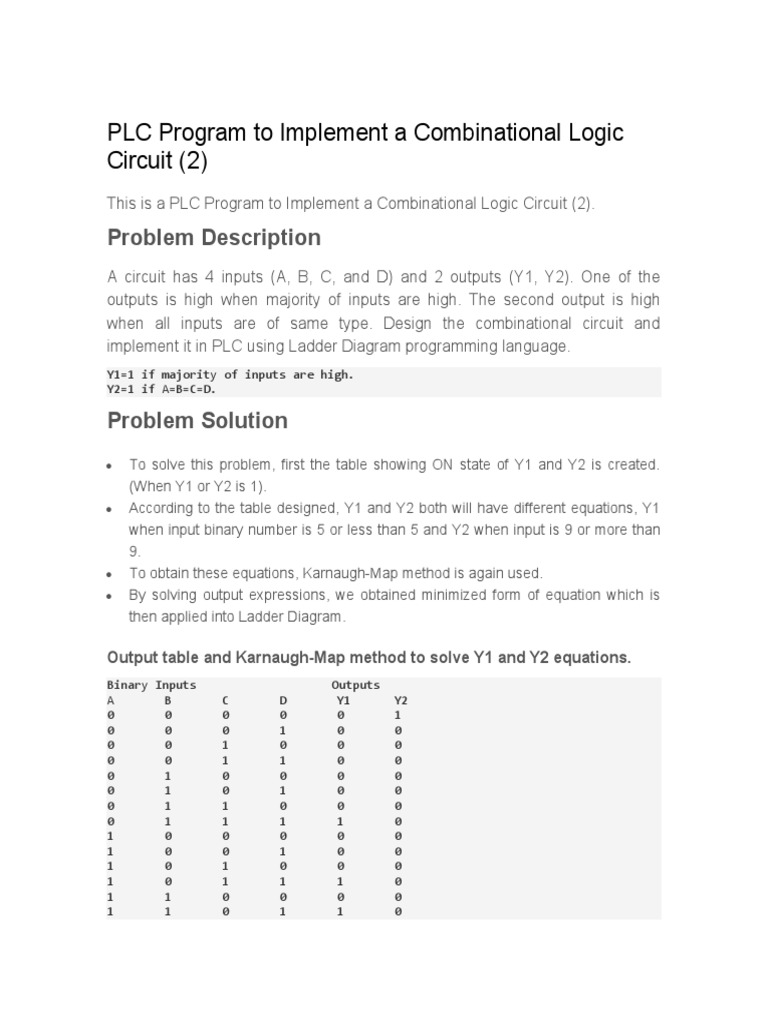 5 PLC Program To Implement A Combinational Logic Circuit | PDF | Mathematical Logic | Electronics