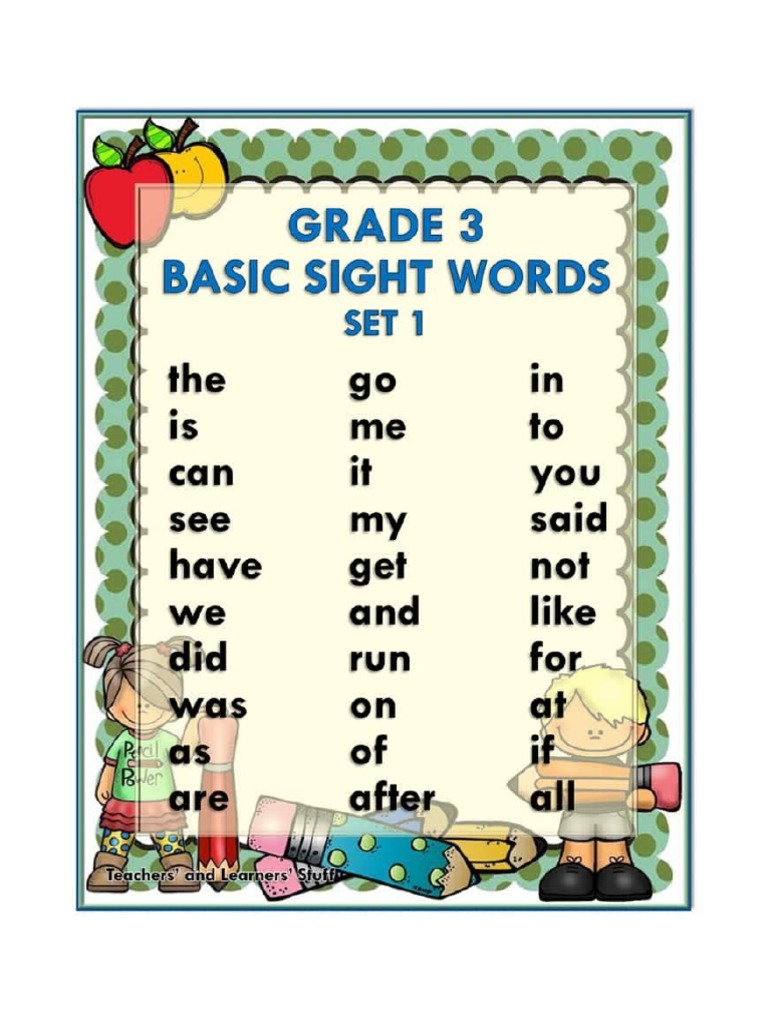 Basic Sight Words For GR.3 | PDF