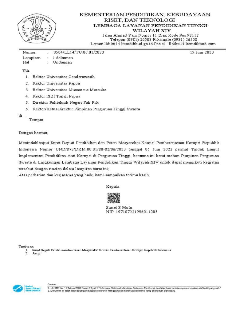 UND-873 Tindak Lanjut Implementasi Pendidikan Antikorupsi Di Perguruan Tinggi | PDF