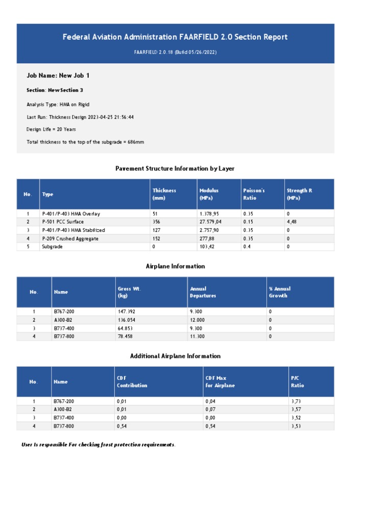 Federal Aviation Administration FAARFIELD 2.0 Section Report | PDF ...