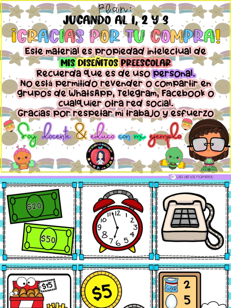 Uso de Los Números - Mis Diseñitos Preescolar | PDF
