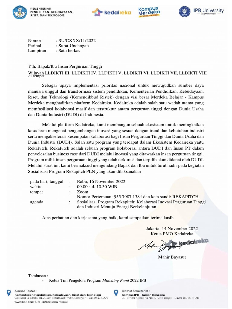 (UNDANGAN) Sosialisasi Program Rekapitch - PLN-2 | PDF | Bisnis | Seni