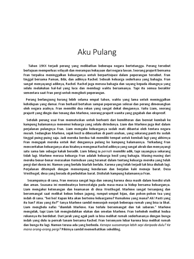 (Cerpen) Aku Pulang | PDF