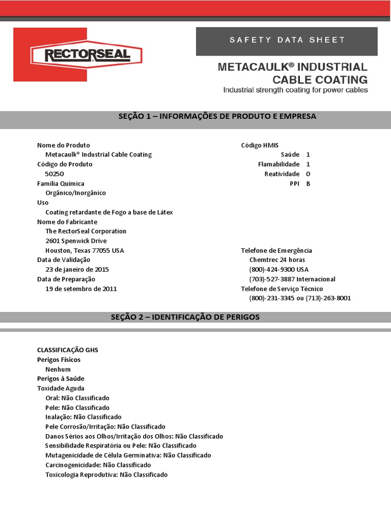 RIT FISPQ 06-01-11-00 - Metacaulk C70 Industrial Cable Coating - Ficha ...