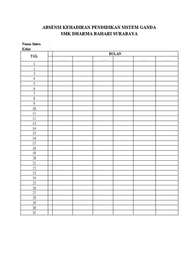 Lembar Absensi PSG | PDF