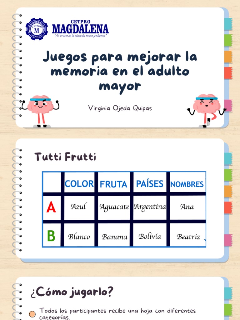 Juegos de memoria para adultos mayores | PDF