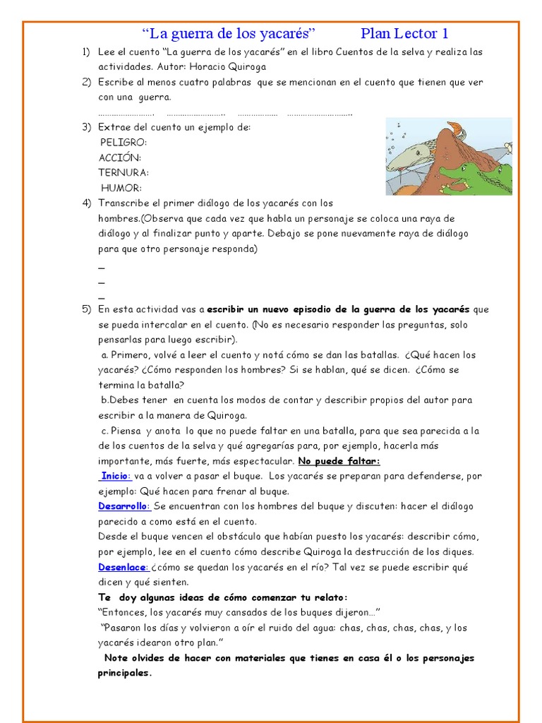 Actividades sobre "La guerra de los yacarés" | PDF