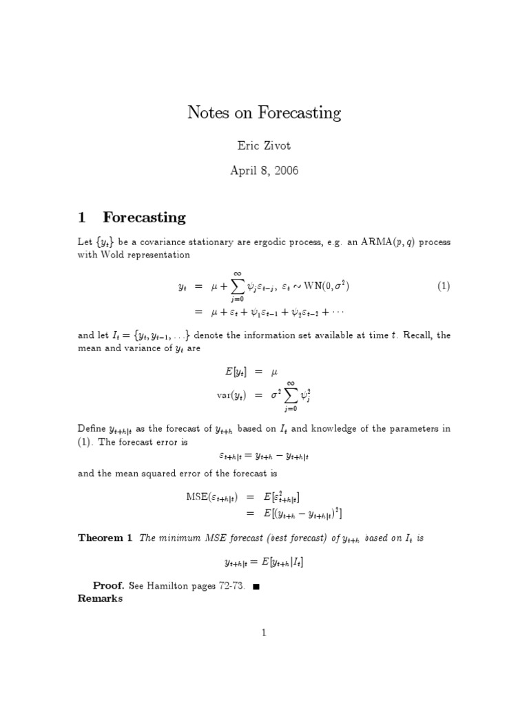 Forecasting Pdf Errors And Residuals Mean Squared Error