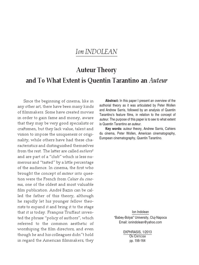 Auteur Theory and To What Extent Is Quen | PDF | Pulp Fiction