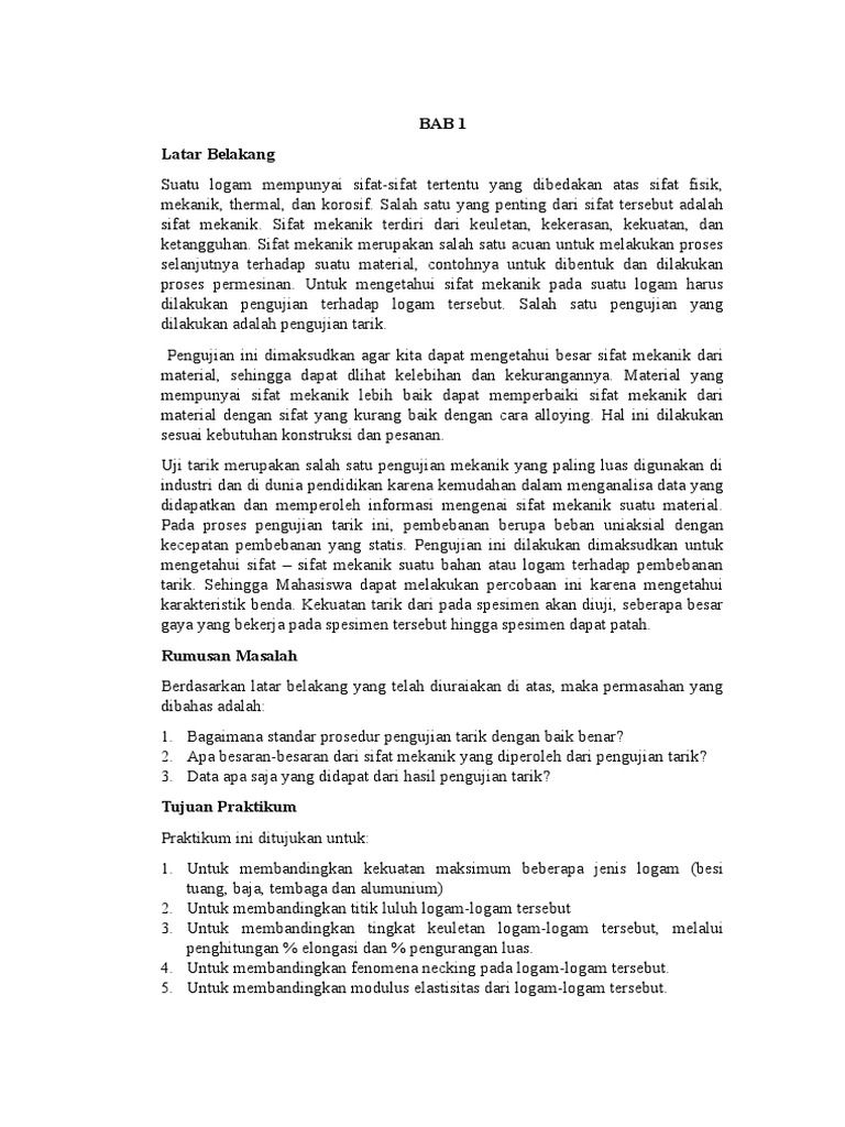 BAB 1. Uji Tarik | PDF