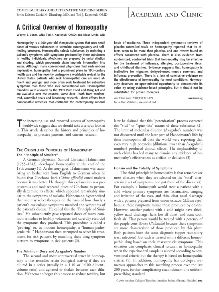 Critical Overview Homeopathy | PDF | Homeopathy | Randomized Controlled ... Critical Overview Homeopathy | PDF | Homeopathy | Randomized Controlled ...