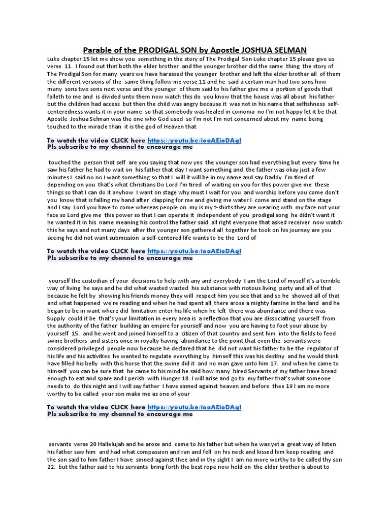 Parable of The Prodigal Son | PDF | Religious Belief And Doctrine